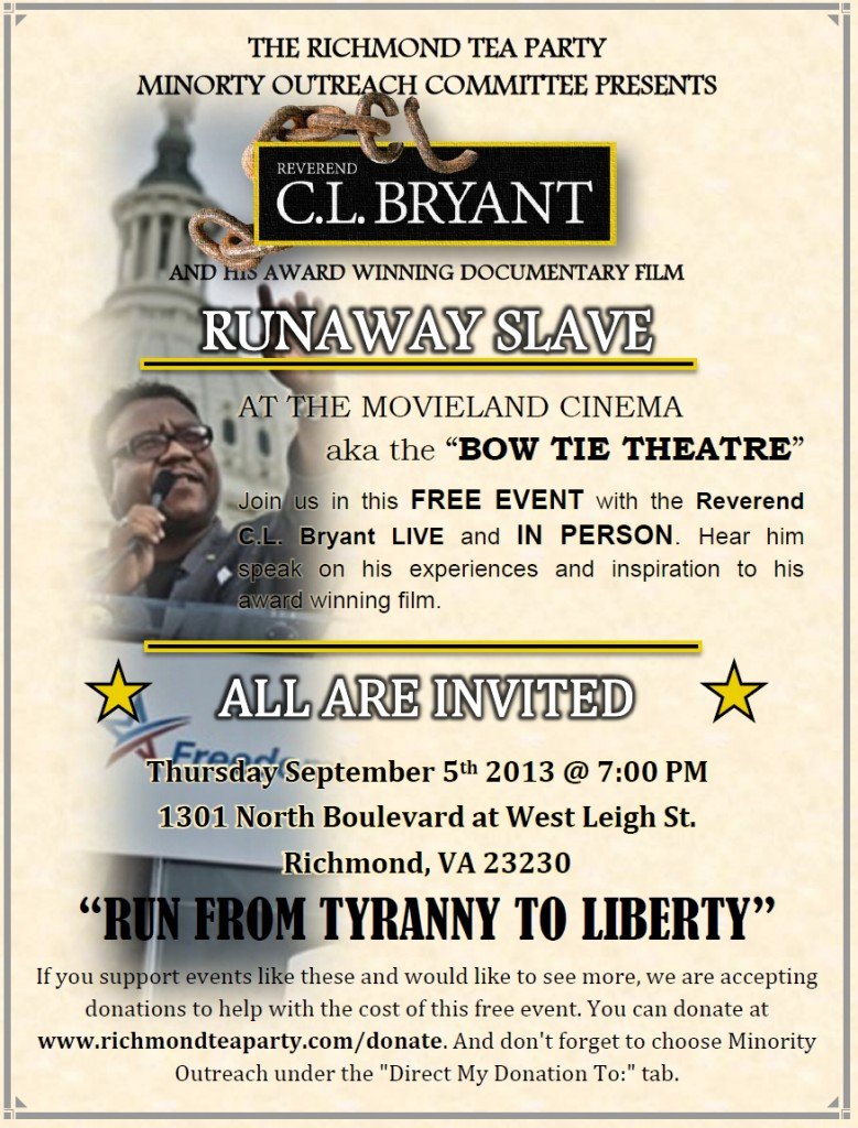 “Runaway Slave” Movie Event with C.L. Bryant! – Richmond Tea Party